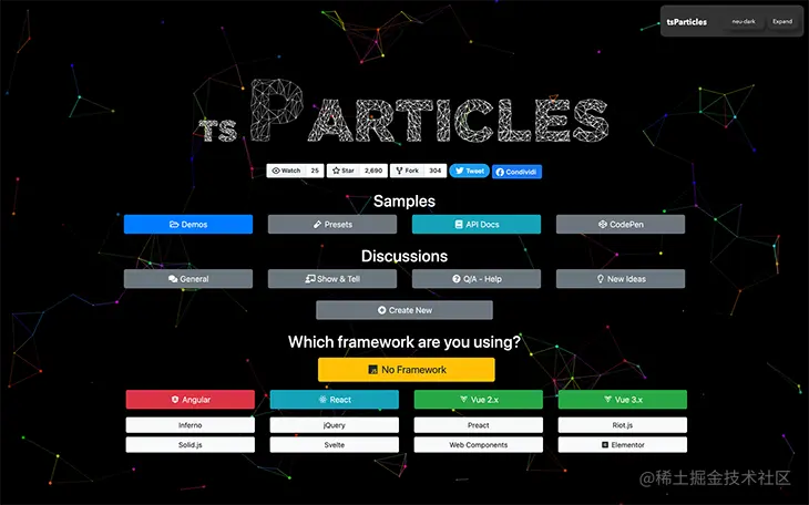 用tsParticles在React中创建互动背景从3D插图到动画背景和基于滚动的故事，如果你想在网络上脱颖而出，互动内 - 掘金