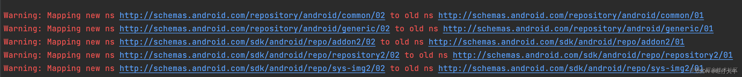 Android编译出现Warning: Mapping new ns to old ns的解决方案【转载】 - 掘金