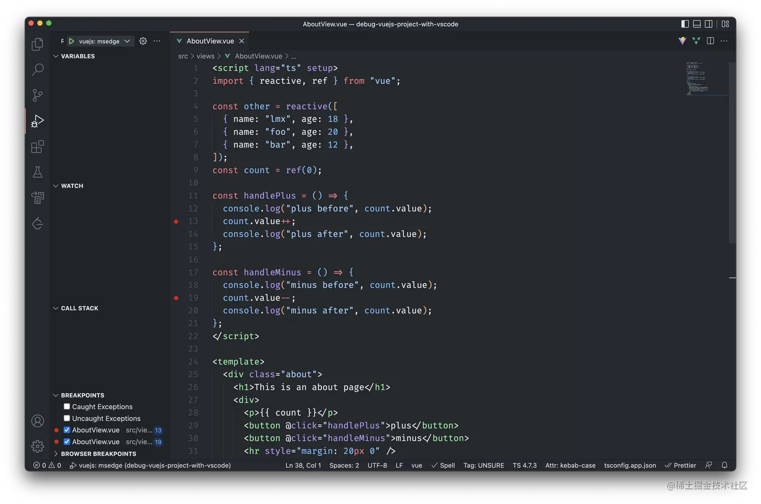 如何使用 VS Code 调试 Vue.js 项目？Debug 是程序员非常高效的开发手段，但是 Vue.js 项目的调 - 掘金