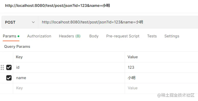 请求传参的几种类型请求传参的几种类型 首先看到postman的请求页面 当我们不设置请求头时，使用 Pa 掘金