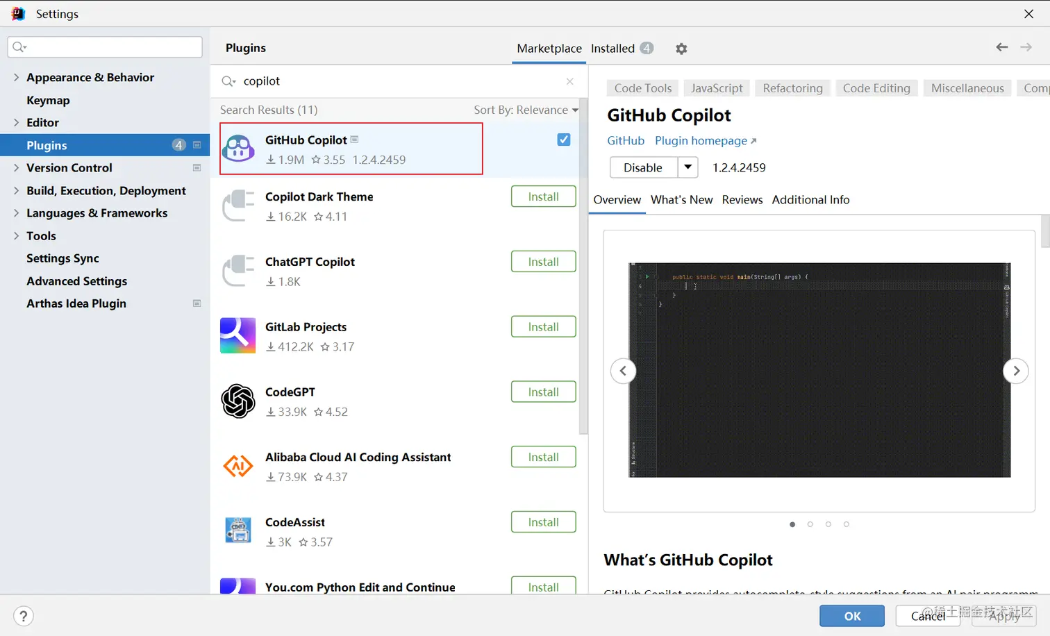 AI写代码 GitHub Copilot + Idea 安装和使用教程GitHub Copilot 是微软与OpenAI - 掘金
