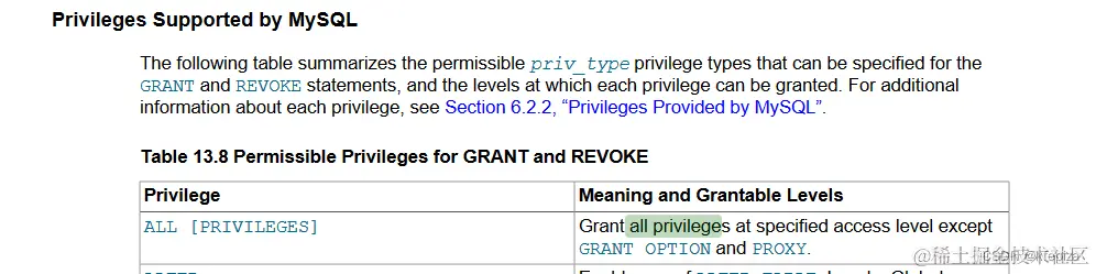 MySql 的 grant all on 和 grant all privileges on 有什么区别? ALL 和 ALL ...