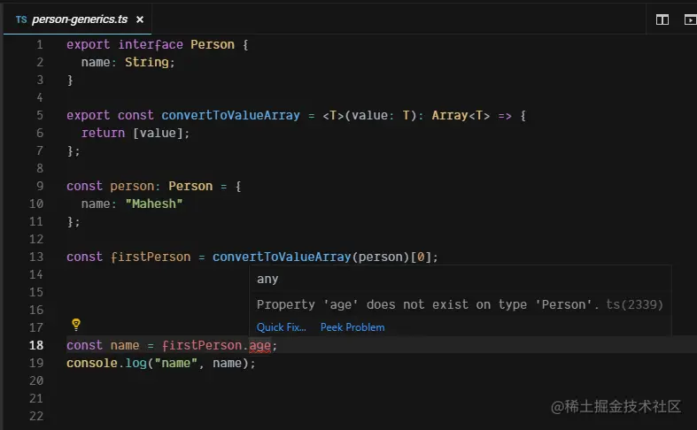 Typescript 中的泛型是什么？什么是typescript中的泛型？ Typescript 是 Js 的超集， 掘金