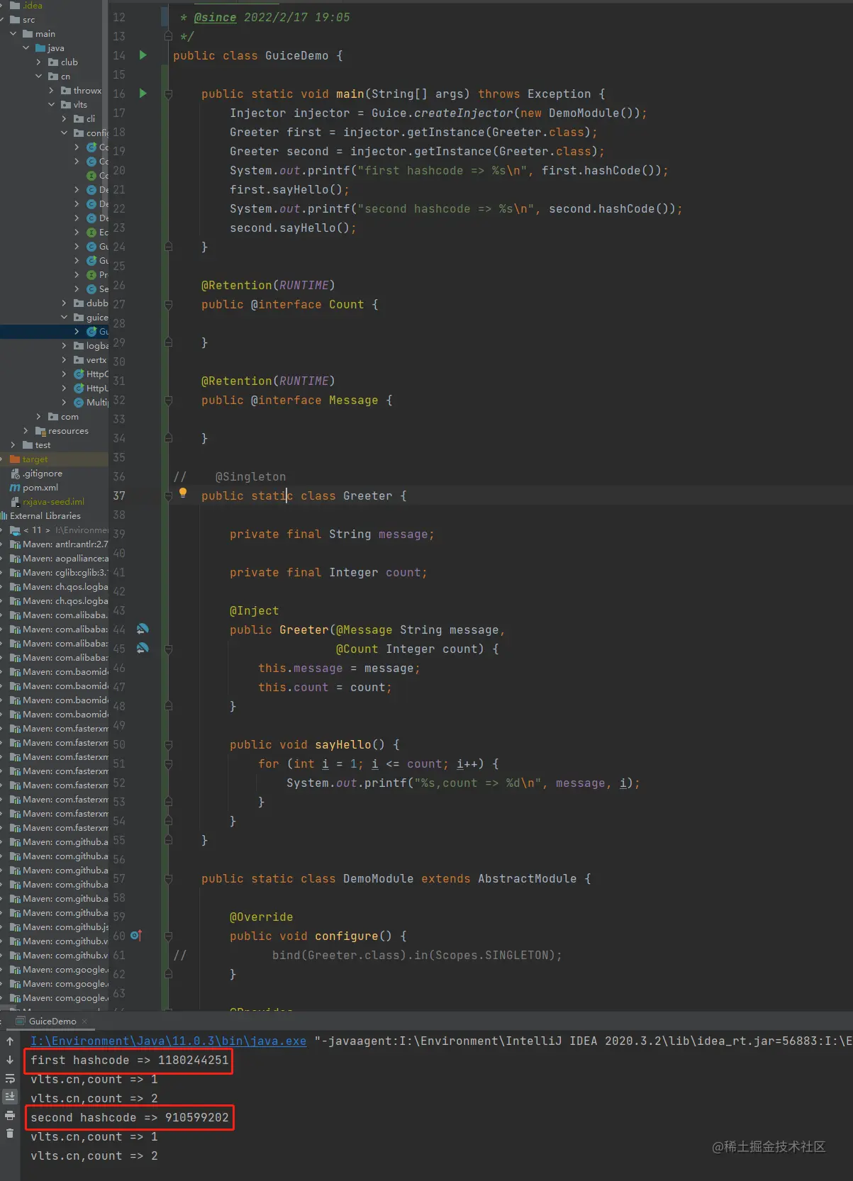 轻量级DI框架Guice使用详解背景 在日常写一些小工具或者小项目的时候，有依赖管理和依赖注入的需求，但是Spring( - 掘金