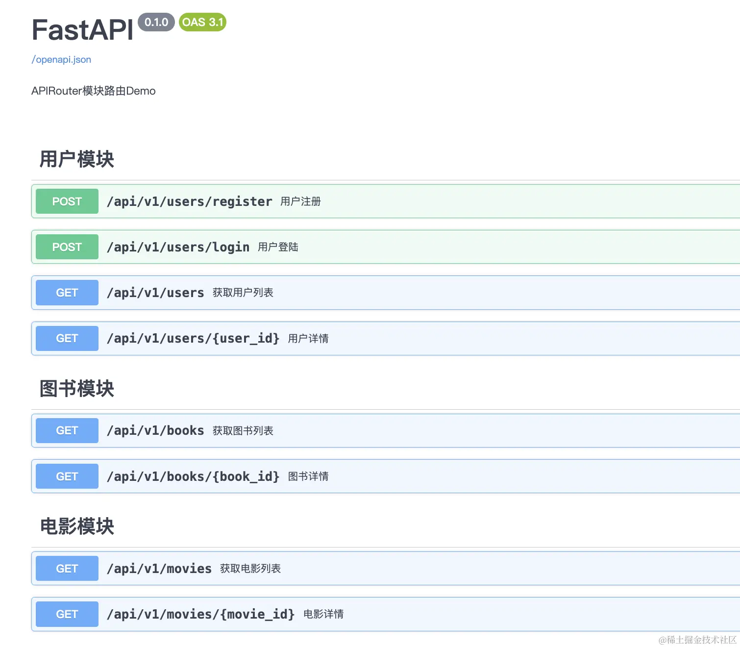 Fastapi 工程化模块路由 Apirouter在构建中大型应用时，推荐使用 Fastapi 的 Apiroute 掘金