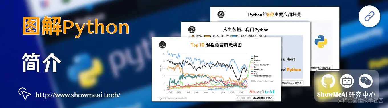 图解python编程：从入门到精通系列教程（附全套速查表）本系列教程详细讲解python编程语言。配套代码and全套速查表的 掘金