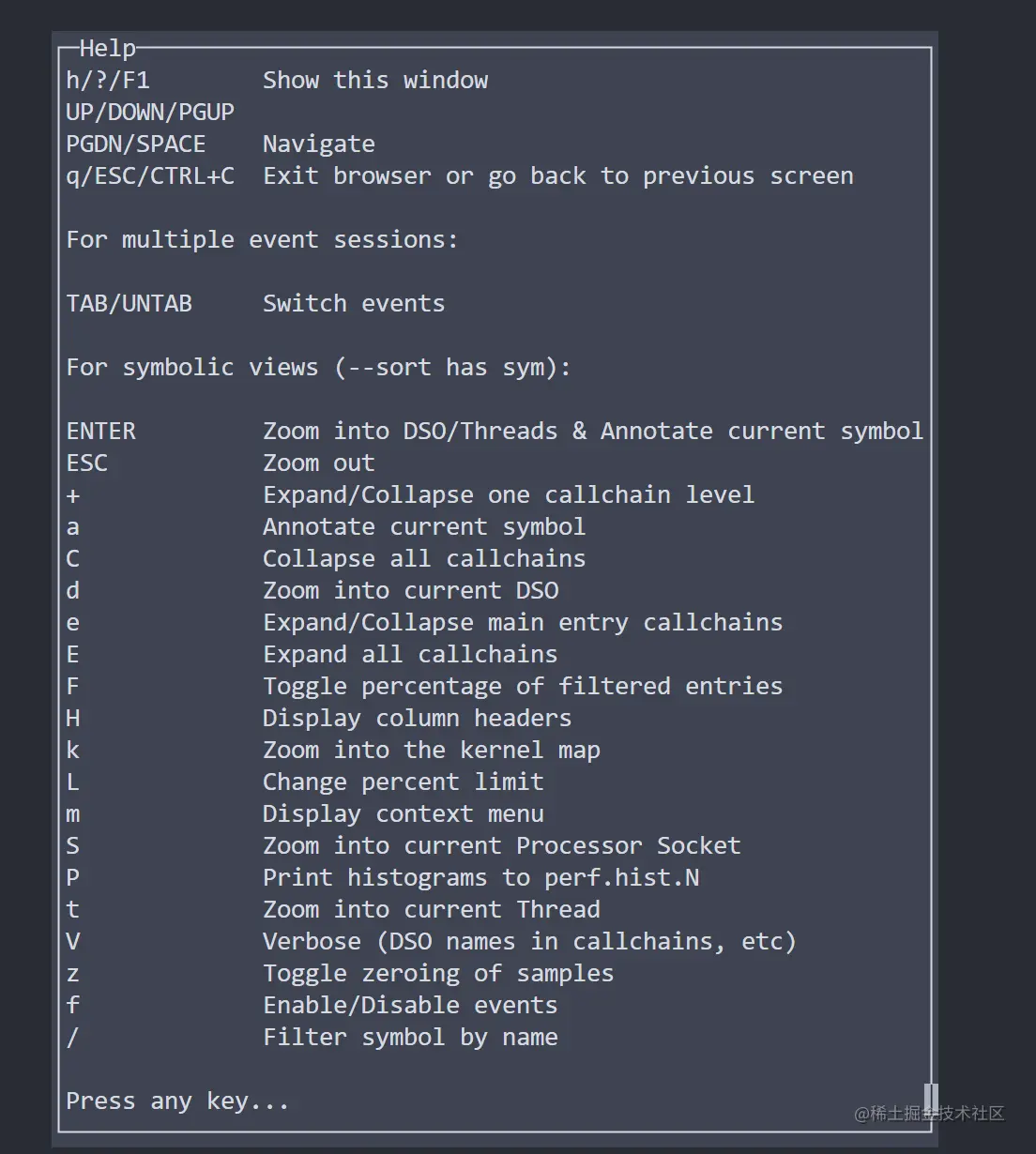 包罗万象-perf命令介绍今天我们来聊一聊perf的相关命令，更进一步的了解perf。本文是perf系列的第四篇文章，后 - 掘金