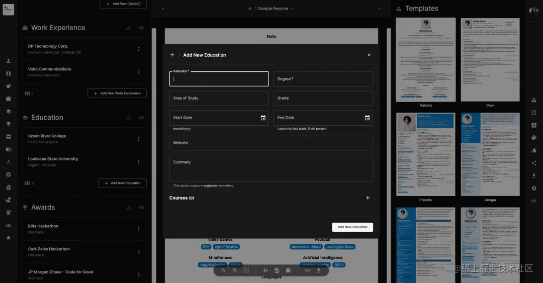 GitHub 上这个独特的简历生成器，开源了！目前互联网上有不少简历排版工具，甚至是一些 Markdown 编辑器，也支 - 掘金