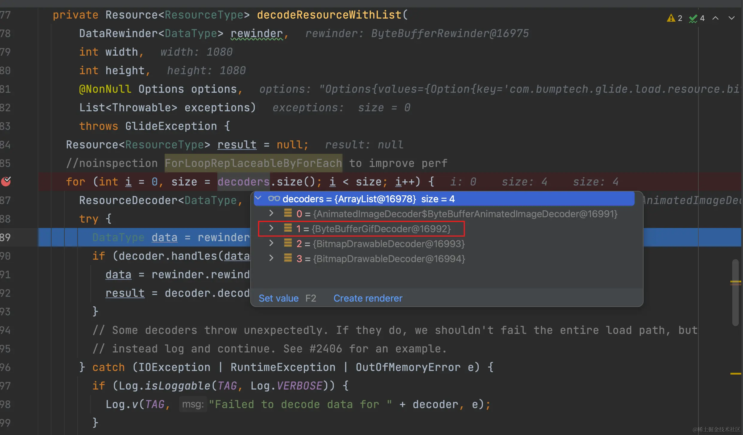 Glide 加载 Gif 动画的一些细节分析识别gif 可以先粗看一下调用链，这个对我们分析问题很有帮助 可以看出来 是 - 掘金