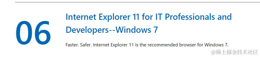 Win7 升级IE11的坑Win7 升级IE11的坑 必须先安装一下更新补丁； Internet Explorer 11 - 掘金