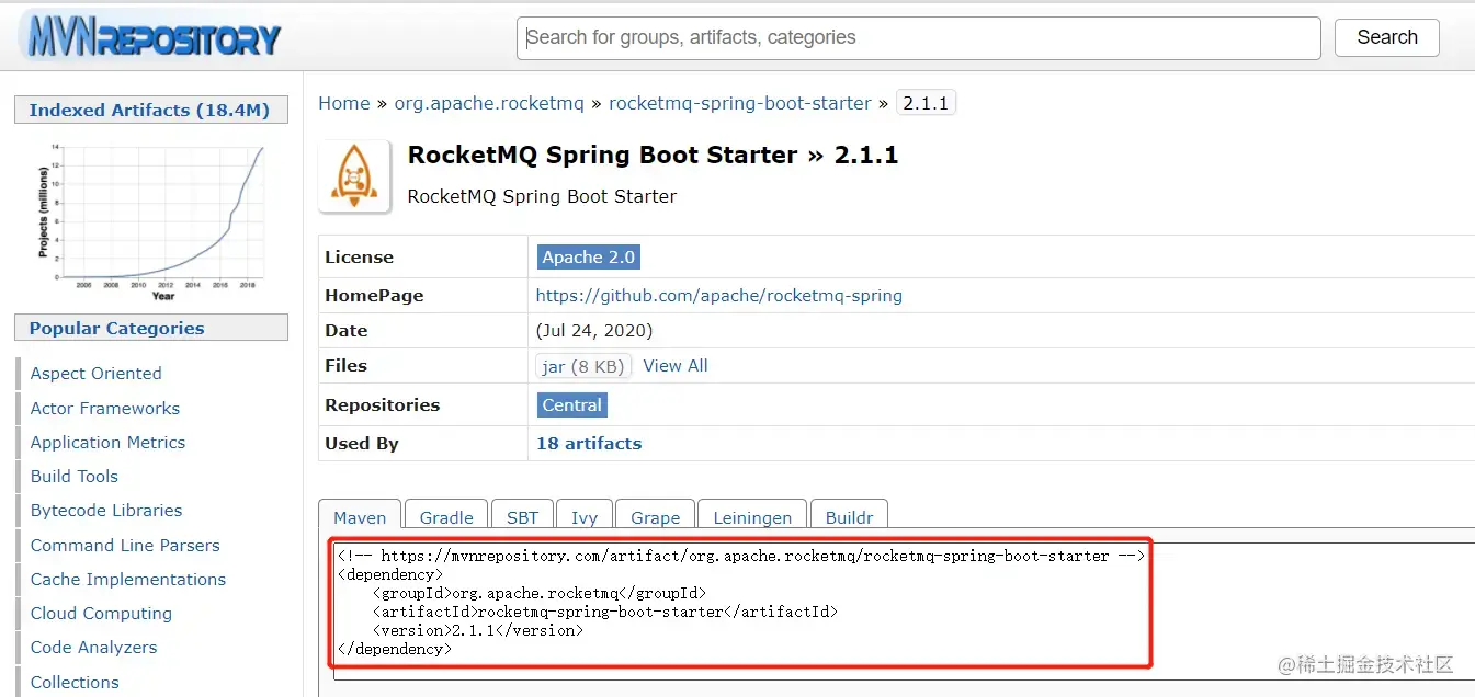 RocketMQ（三）springboot集成RocketMQ##一、搭建项目引入依赖 访问https://mvnrep - 掘金