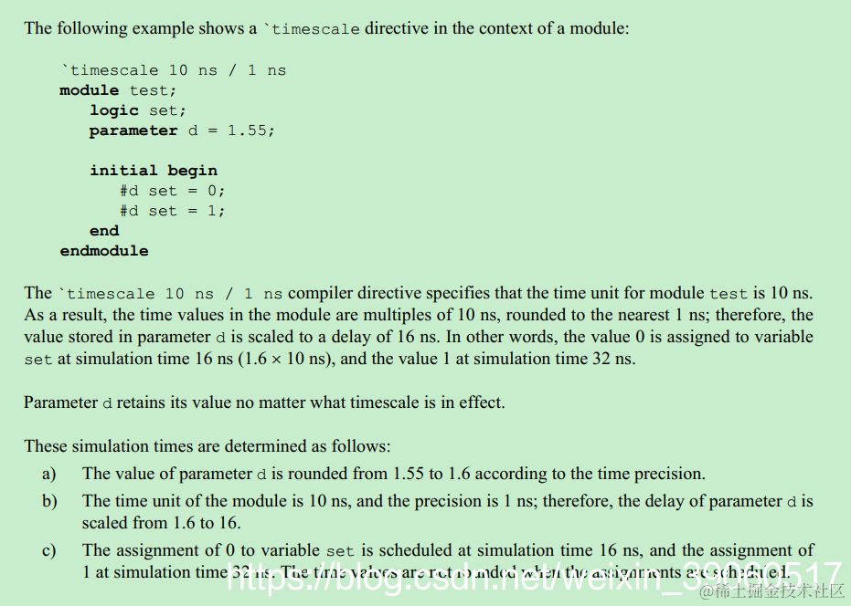Verilog中的timescale用法timescale是verilog Hdl 中的一种时间尺度预编译指令，它用来定 掘金