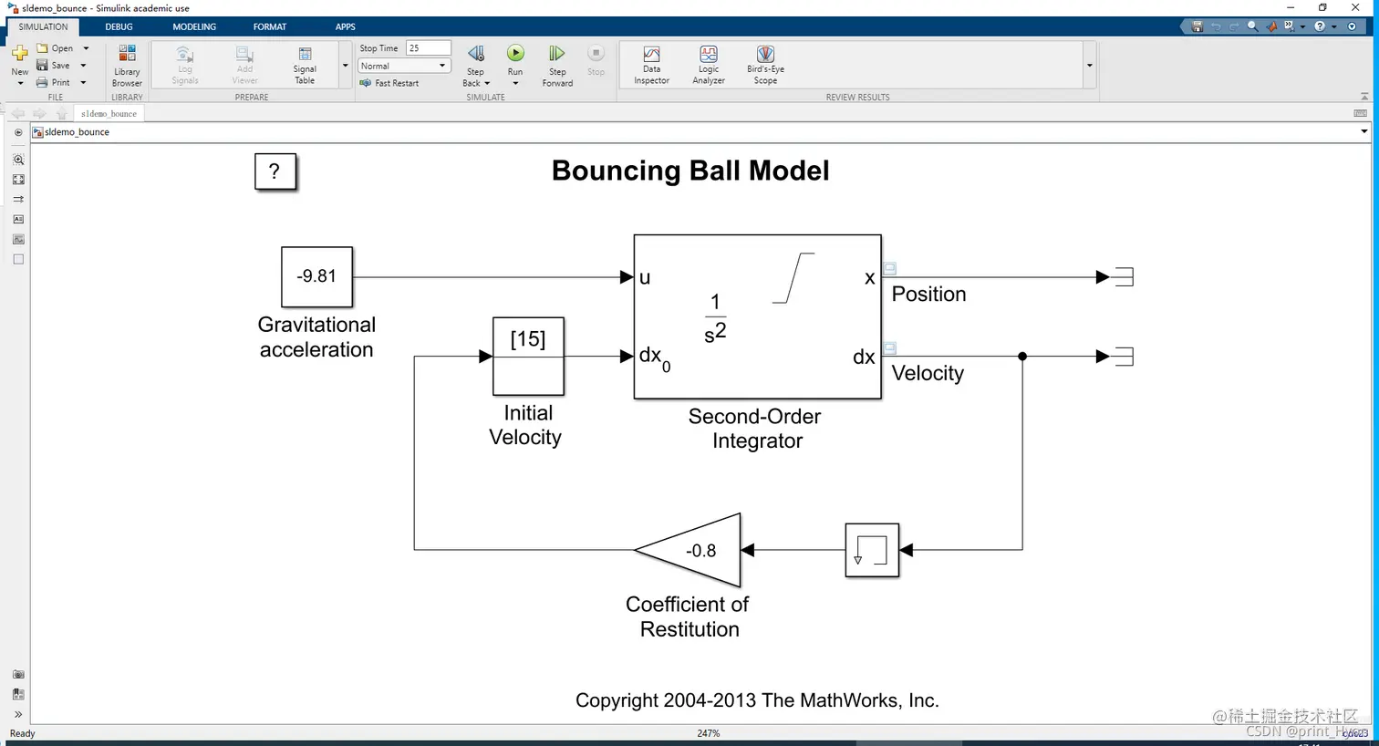 【Matlab/Simulink学习教程】入门练习——搭建一个弹跳球实验Simulink进行弹跳球实验，获取小球弹跳过程 - 掘金