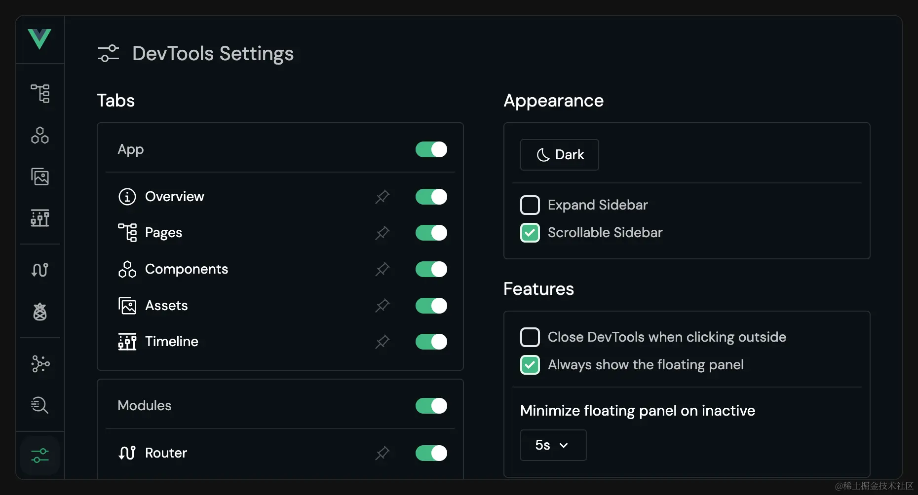 Vue Devtools介绍 什么是 Vue Devtools？ Vue Devtools 是一款旨在增强 Vue 开发 掘金