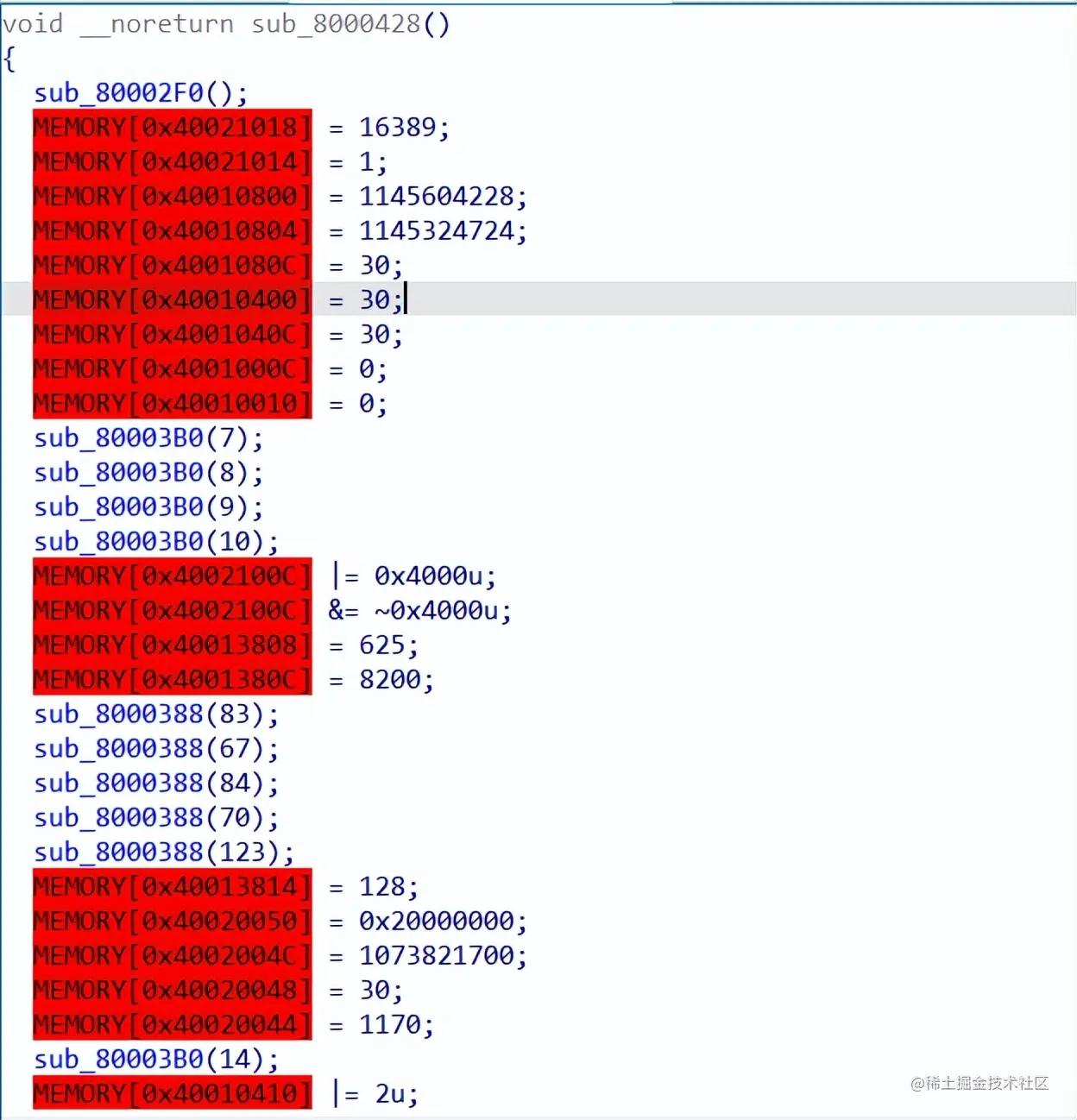 CTF竞赛题解之stm32逆向入门题目附件给出了一个Intel hex文件，并且给出了芯片信息我们可以确定程序的内存布局 - 掘金