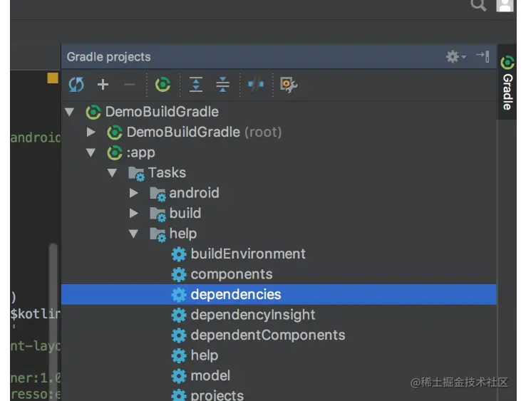 Android 查看项目依赖树的四种方式方式一: 方式二:使用Gradle Project 方式三:安装Android - 掘金