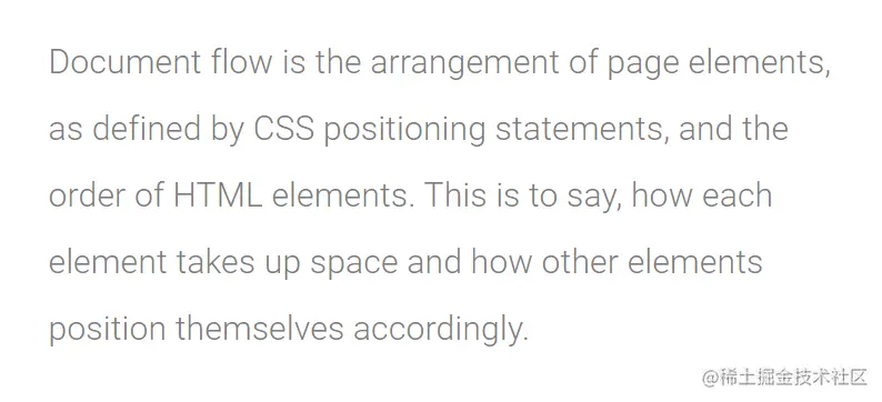 什么是文档流？文档流其实就是对元素的定位，文档流一共分为四种： 正常文档流 normal document flow 显 - 掘金