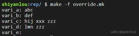 10 Makefile 变量进阶本次介绍了 make 的变量定义风格，变量的替换引用，环境变量、命令行变量、目标指定变量 - 掘金