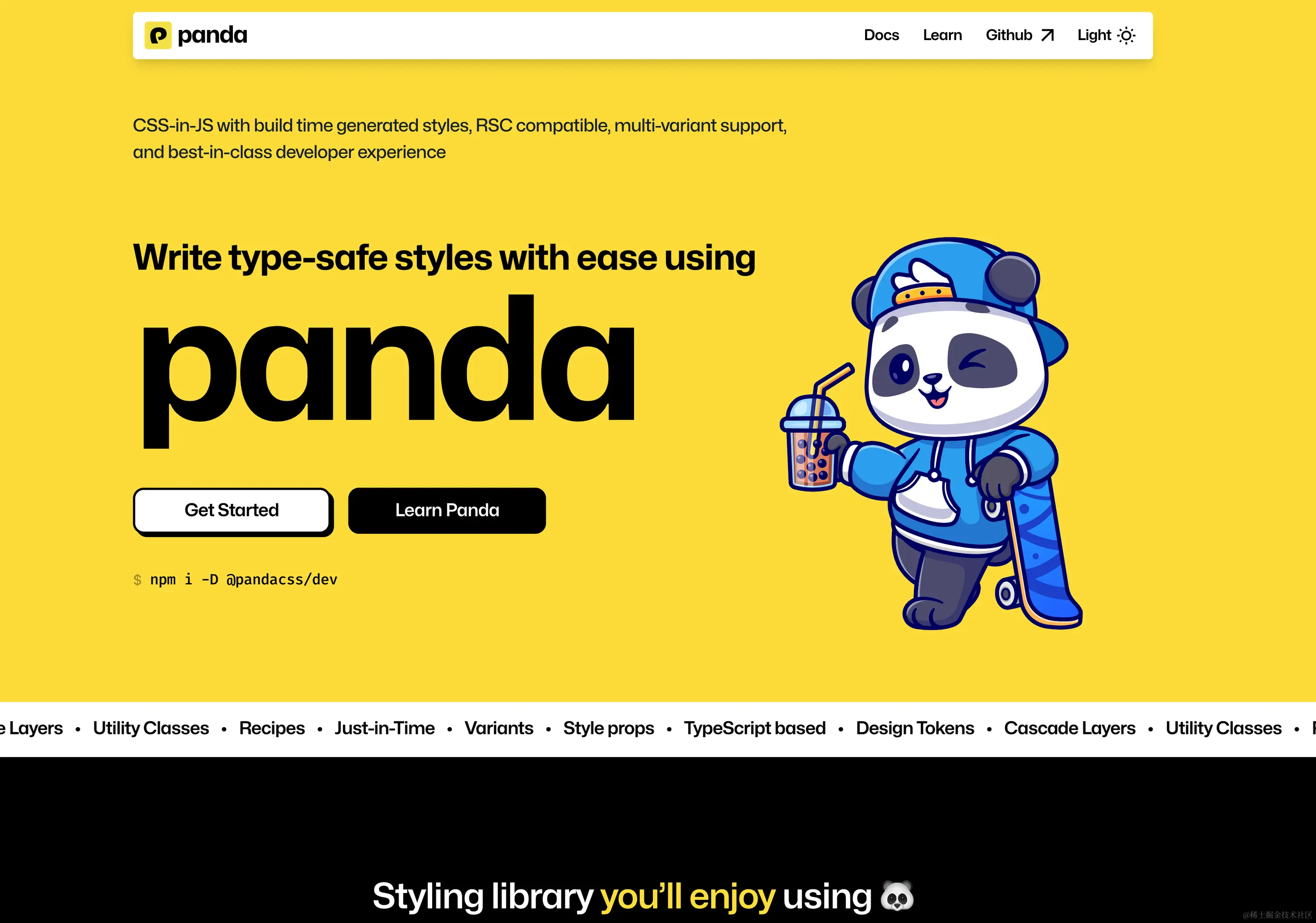 Panda CSS 🐼，更现代的CSS-in-JS方案Panda CSS是一个现代CSS-in-JS的样式库，提供样式 - 掘金
