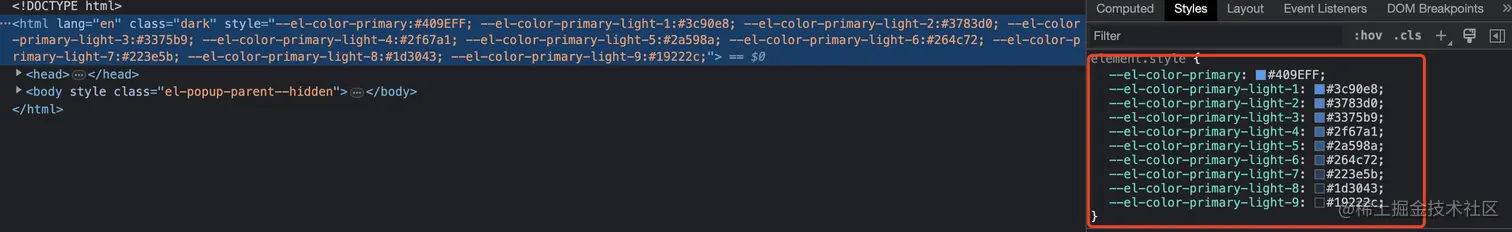 vue3 admin 保姆教学指南｜element-plus如何实现主题切换和暗黑模式效果展示 在开始之前，我们下来看看 - 掘金
