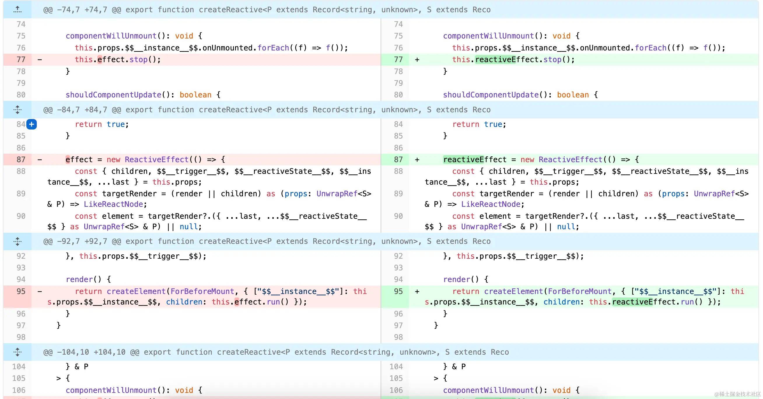 超方便的`git diff`渲染组件，支持 React / Vue，就像Github一样背景 笔者目前的工作中会维护内部 - 掘金