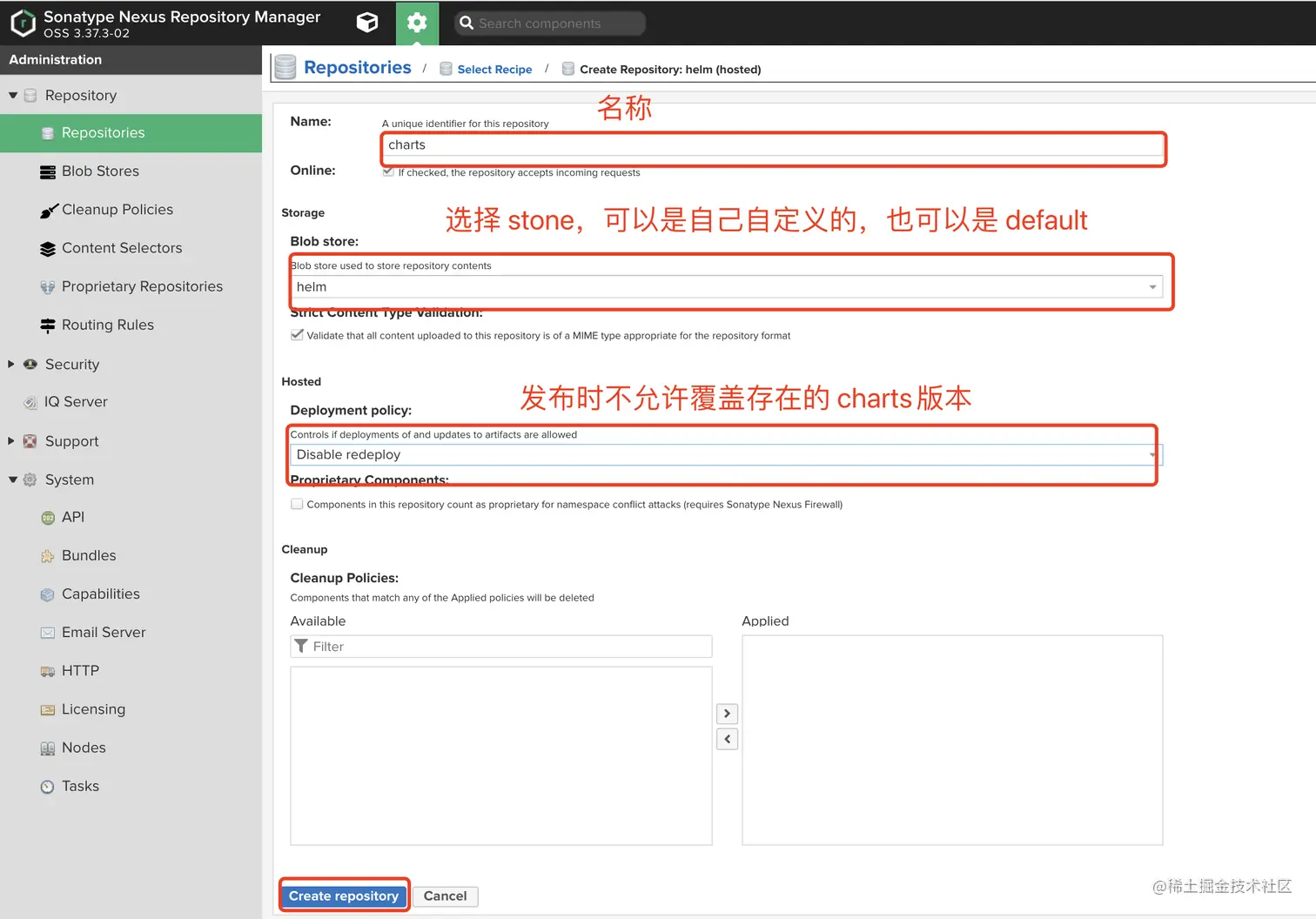 使用 Nexus 作为 helm repo使用 Nexus 作为 helm repo 创建仓库 在本地配置 helm3 - 掘金