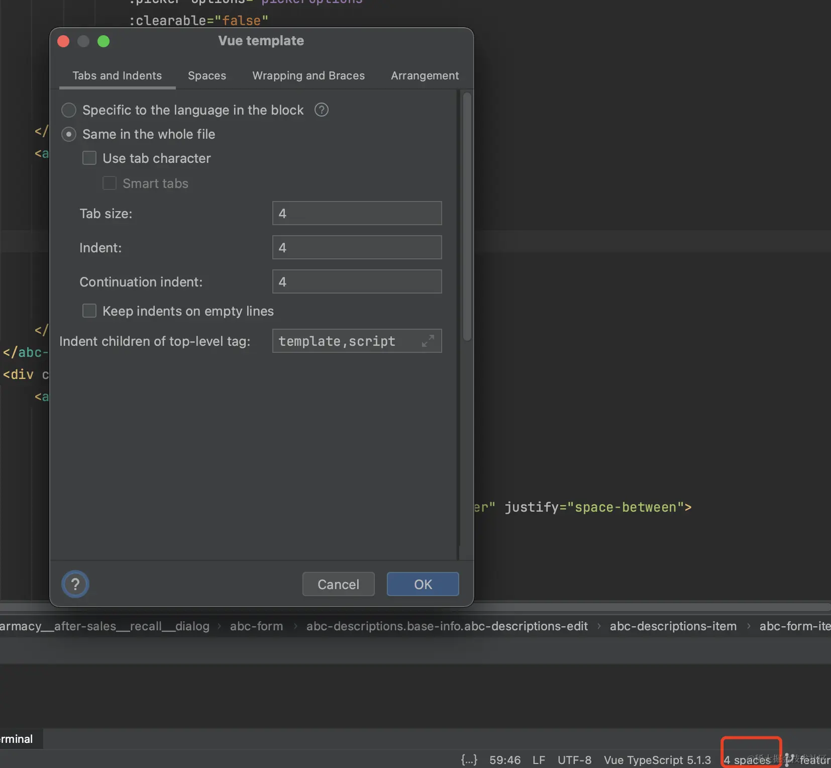 webstorm 设置html、JS文件自动缩进为4个空格不生效，如何解决？设置代码行缩进为4个空格不生效，解决办法如下 - 掘金