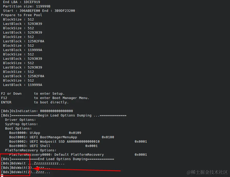 从UEFI如何启动到系统进入UEFI setup界面 在串口或者显示界面下显示BDS字样的时候, 稍微按按上下键即可进入 - 掘金