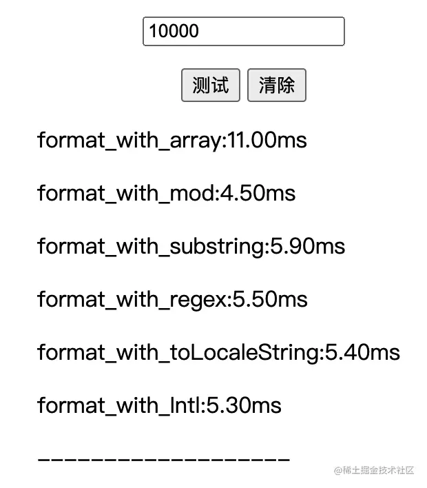JS 数值千分位的 6 种方法 & 性能对比大家好，我是云牧，这次说的是数组千分位这个常见的需求，此需求不仅可以帮助你更 - 掘金