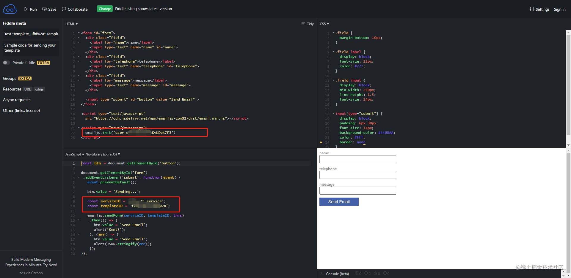 EmailJS 一款不需要服务端实现的邮件发送【全程图文】 - 掘金