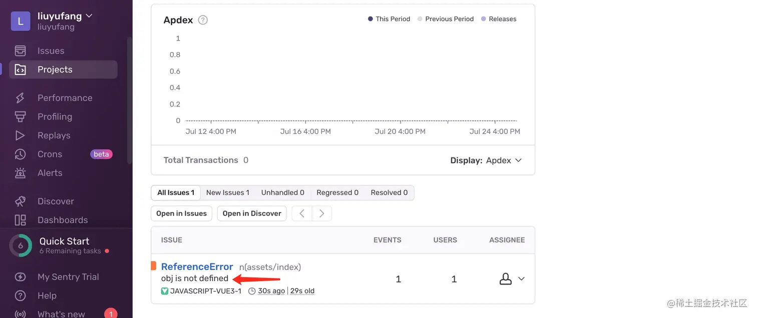 Vue3引入Sentry错误监测系统Sentry的使用 step1.在https://docs.sentry.io/注册 - 掘金