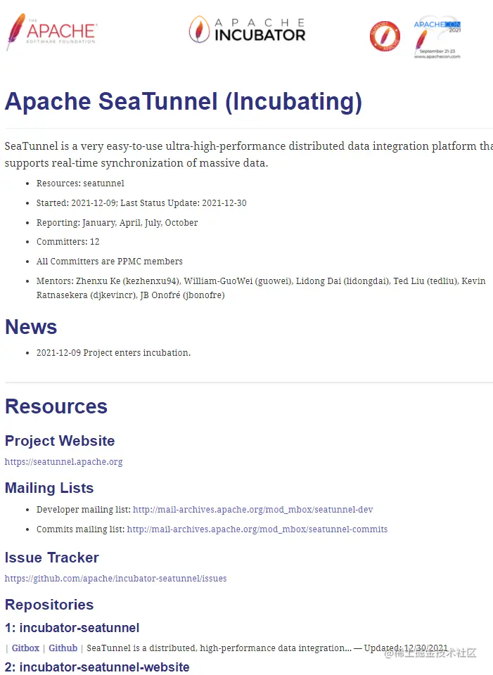 Seatunnel-国产开源数据集成平台-Apache全票通过孵化器项目seatunnel 是一个非常易用，高性能、支持 - 掘金