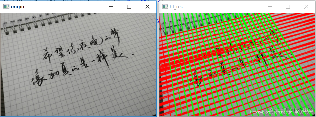 Hough line transform in OpenCV, probability Hough line transform ...
