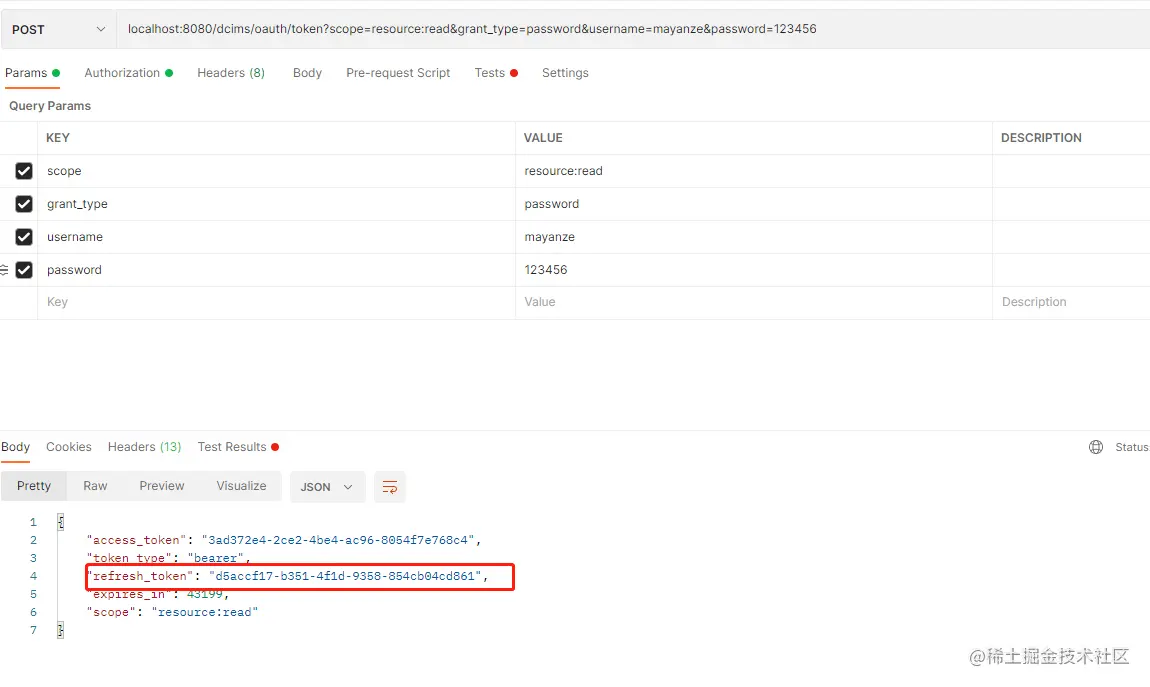 springBoot集成oAuth2，系列六（如何获取refresh_token）集成oAuth2后发现返回数据是这样的 - 掘金