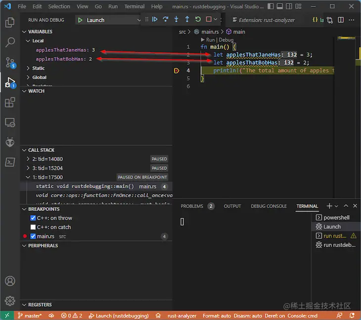 在vscode中实现rust编程调试指南在 Vs Code 中调试 Rust：终极指南 Rust因其易用性、安全性和高性 掘金