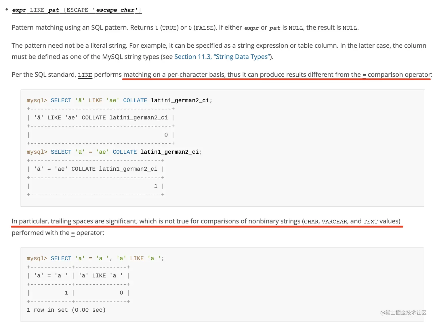 什么？mysql的等值查询竟然出错了？？mysql的char、varchar、text等字符串字段在等值比较（）时 掘金 