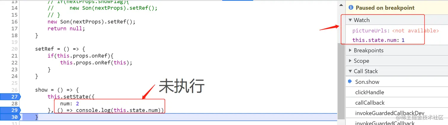 React类组件setstate失效在工作中，接受了别人的代码，在父组件中使用子组件的方法，子组件调用setstate更 掘金