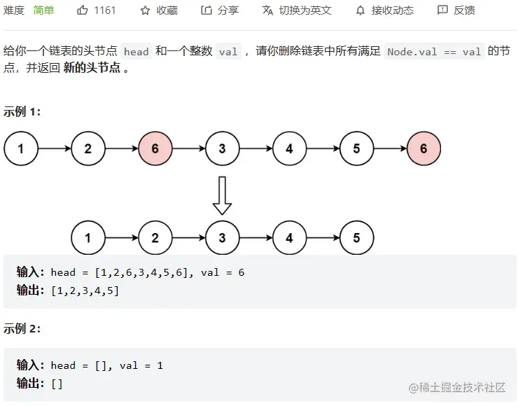 【数据结构】链表 设计链表题目一 203 移除链表元素 力扣（leetcode） 思路 链表的定义 虚拟头节点 掘金 