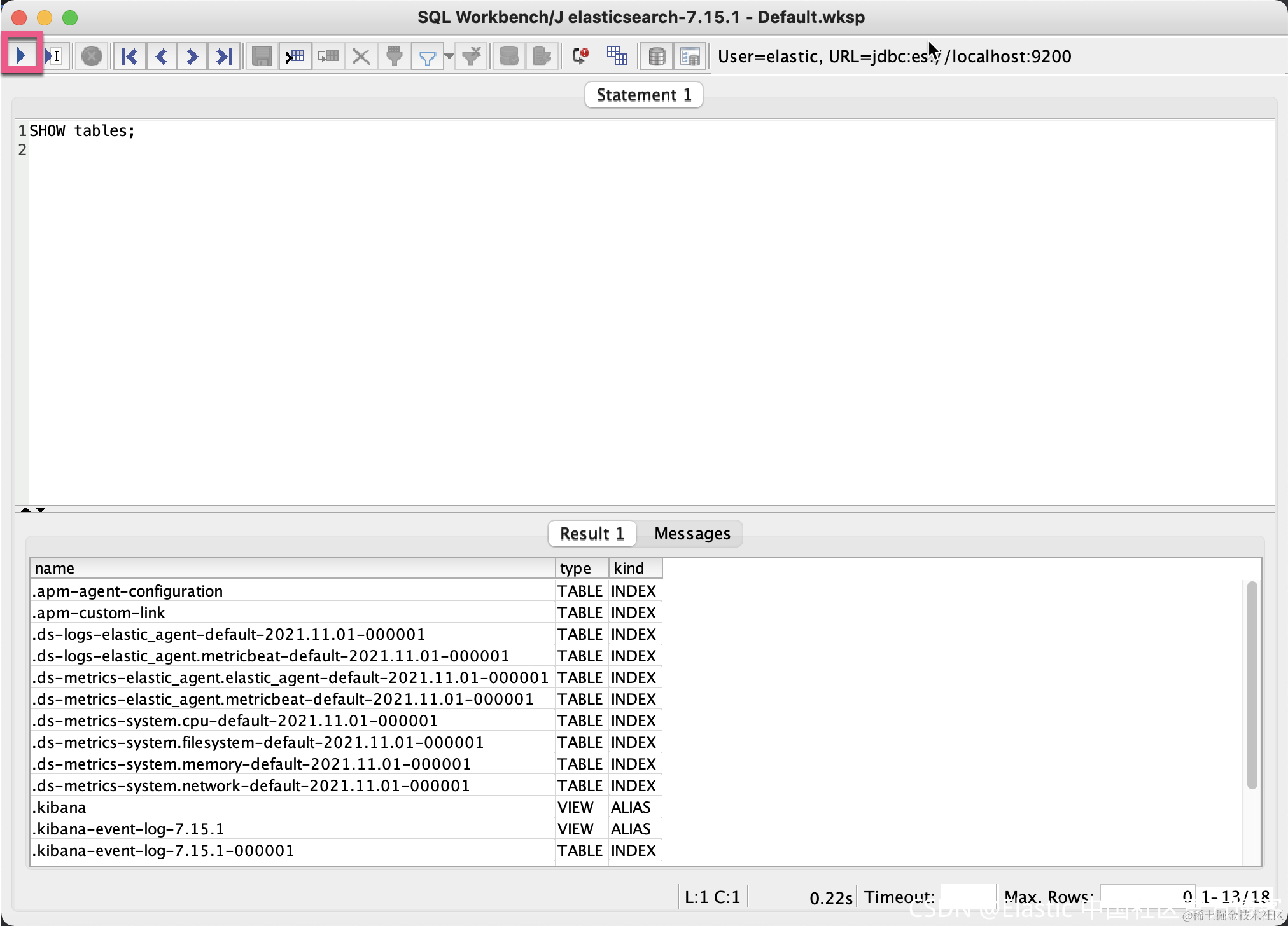 Elasticsearch：使用 JDBC client 连接到 Elasticsearch我详细地描述了如何使用 SQ - 掘金