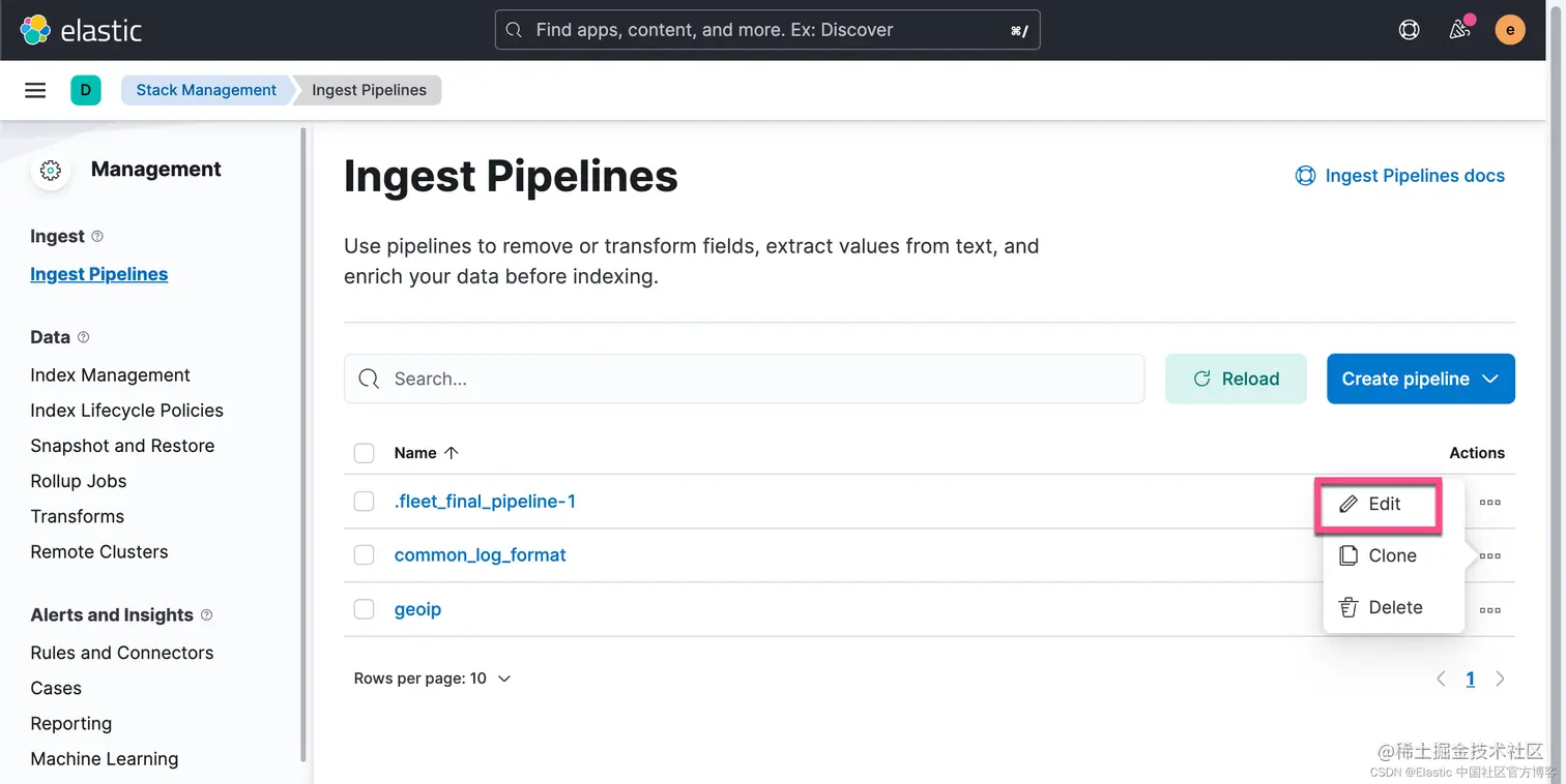 Elasticsearch：ingest Pipeline 使用示例 解析常用日志格式在本示例教程中，你将在索引之前 掘金