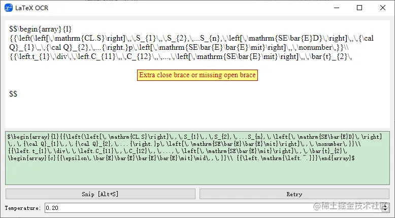 LaTeX-OCR安装与使用导语 由于近期需要写论文，有很多公式在latex中编辑十分繁琐。之前一直使用mathpix这 - 掘金