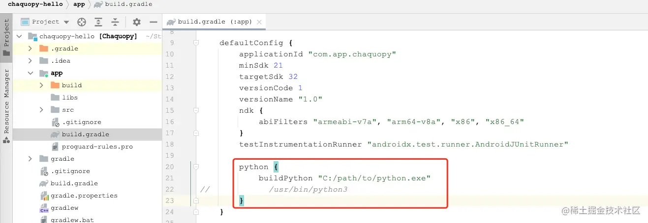一、chaquopy：实现android与python交互chaquopy 是开源免费使用，商用收费的一款sdk，主要用 掘金