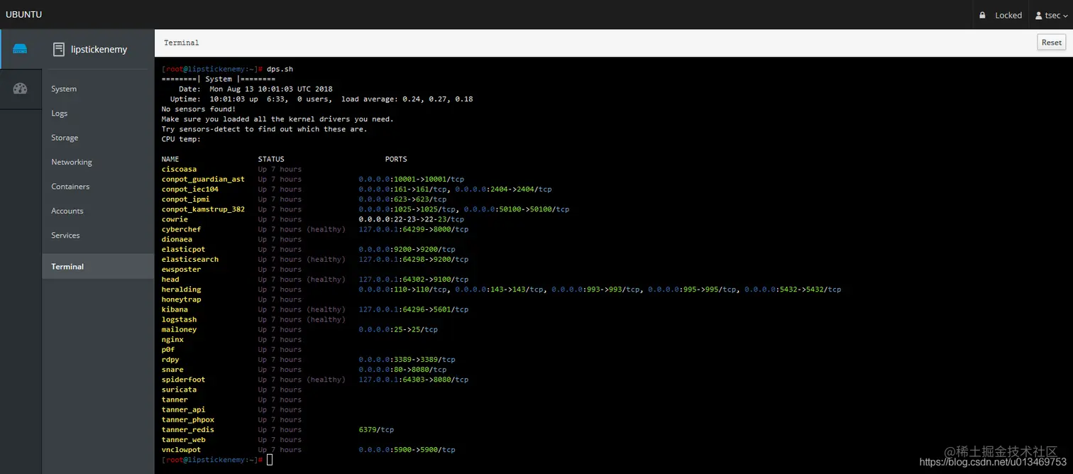 带你走进T-Pot：多蜜罐平台革命T-Pot多蜜罐平台革命：简述、安装、使用、优化 T-Pot 蜜罐是德国电信下的一个社 - 掘金