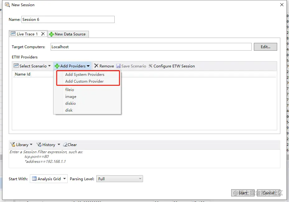 C++监视磁盘活动进程信息（ETW同理适用其他性能监控）一、目的 为了实现监控磁盘活动的进程信息（微软自带资源监视器软件 - 掘金