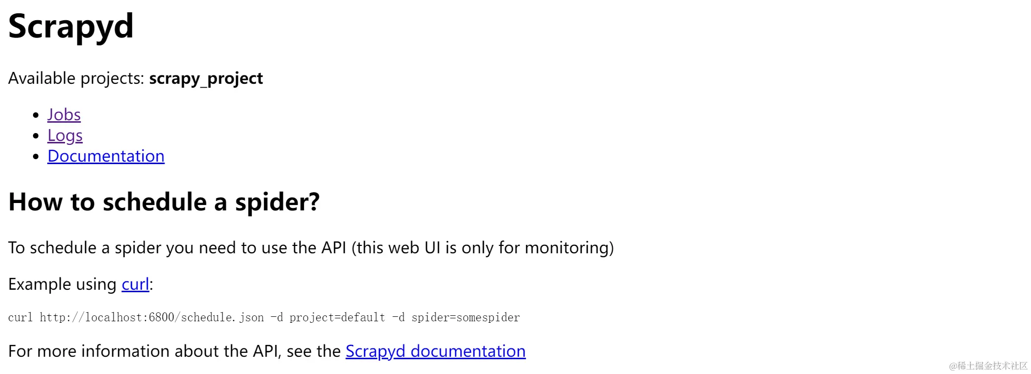 网络爬虫框架Scrapy之Scrapyd部署Scrapy项目Scrapyd是一个用于部署Scrapy爬虫的开源工具。它可 - 掘金