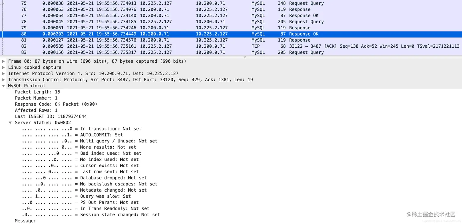 【网络协议】mysql协议数据包分析使用tcpdump抓取应用层mysql协议的数据包，然后使用wireshark工具对 掘金 2432