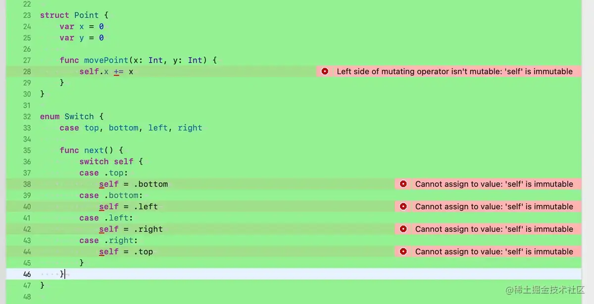 Swift - mutating & inout前言 看个例子：我想修改传入的参数，发现不能修改，于是就有了如下代码： - 掘金
