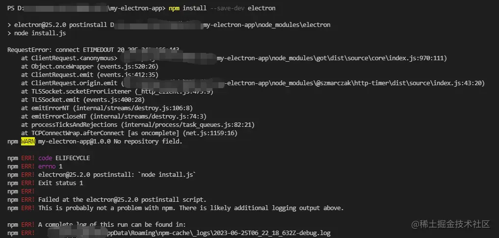 electron下载失败 connect ETIMEDOUT下载（npm install --save-dev elec - 掘金