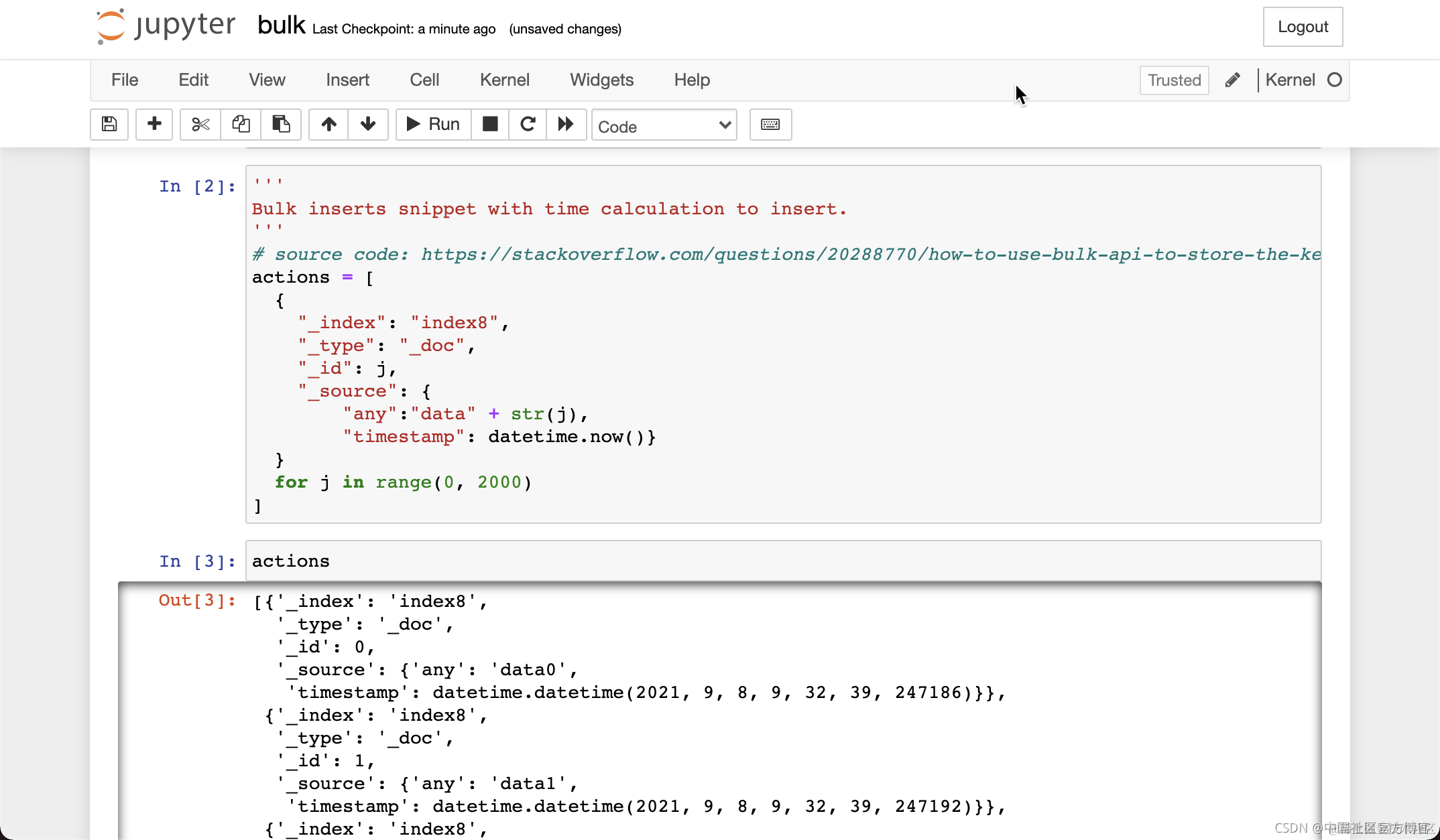 Elasticsearch Python Bulk Insert Scan 