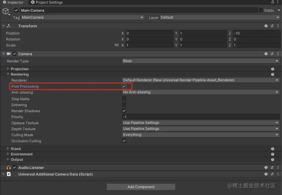 Unity 之 Post Processing后处理不同项目配置（UPR项目配置）后期处理是指在摄影机绘制场景之后但在屏 - 掘金